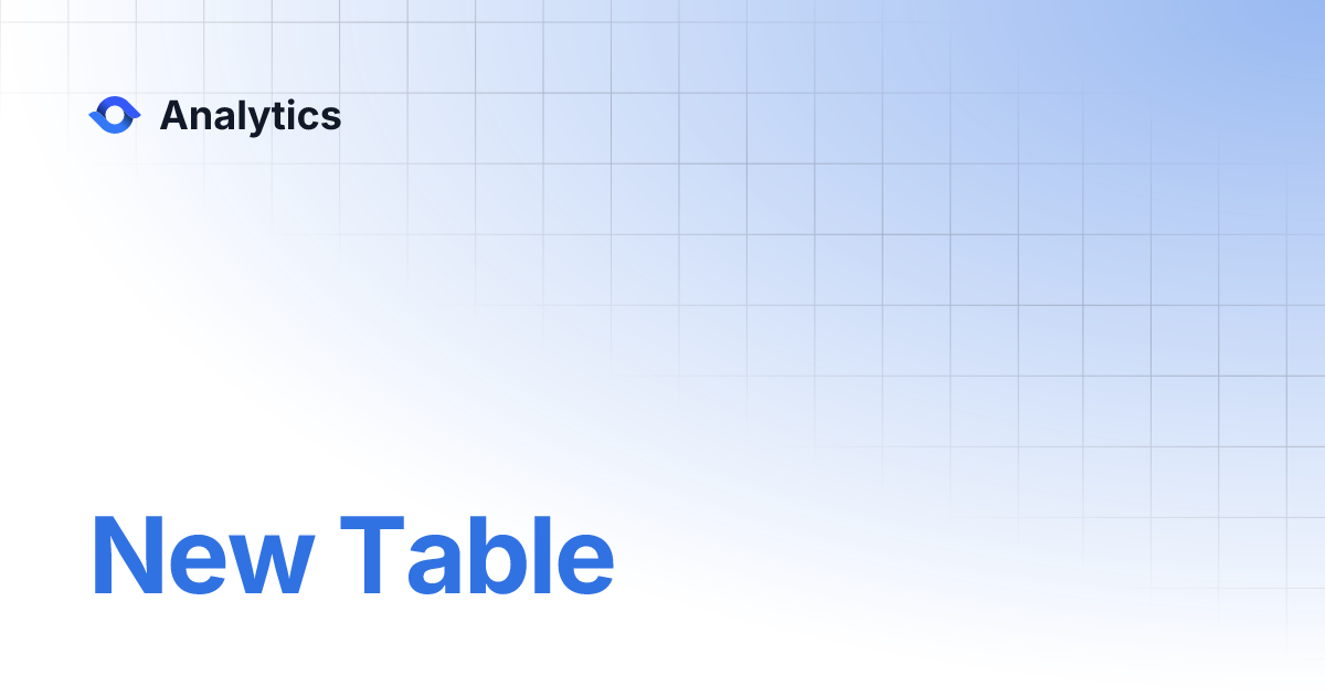 New Table | Analytics